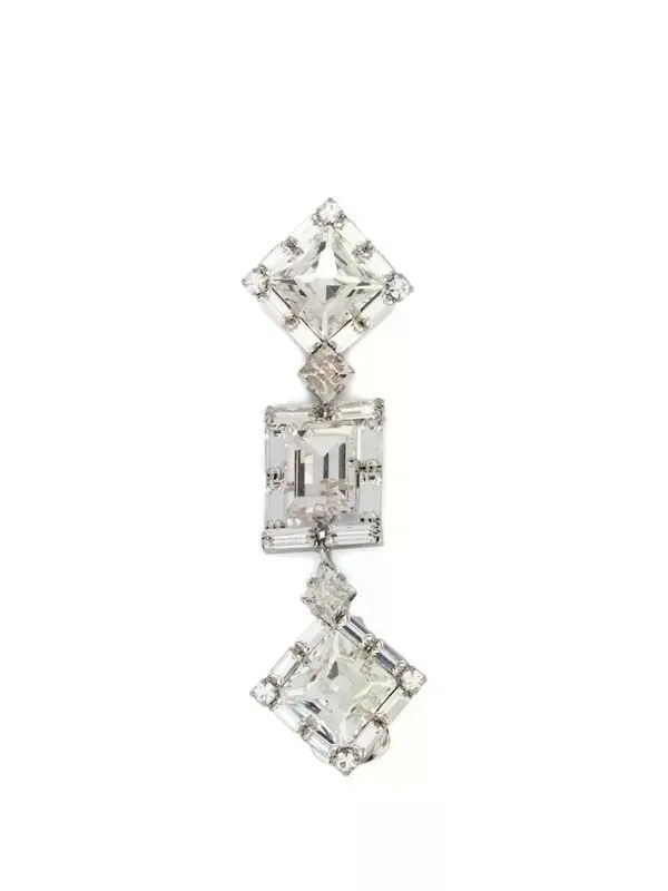 Alessandra Rich Crystal Drop Clip-on Earrings - Silver