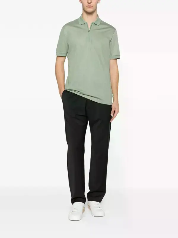 BOSS Zip Polo Shirt - Green