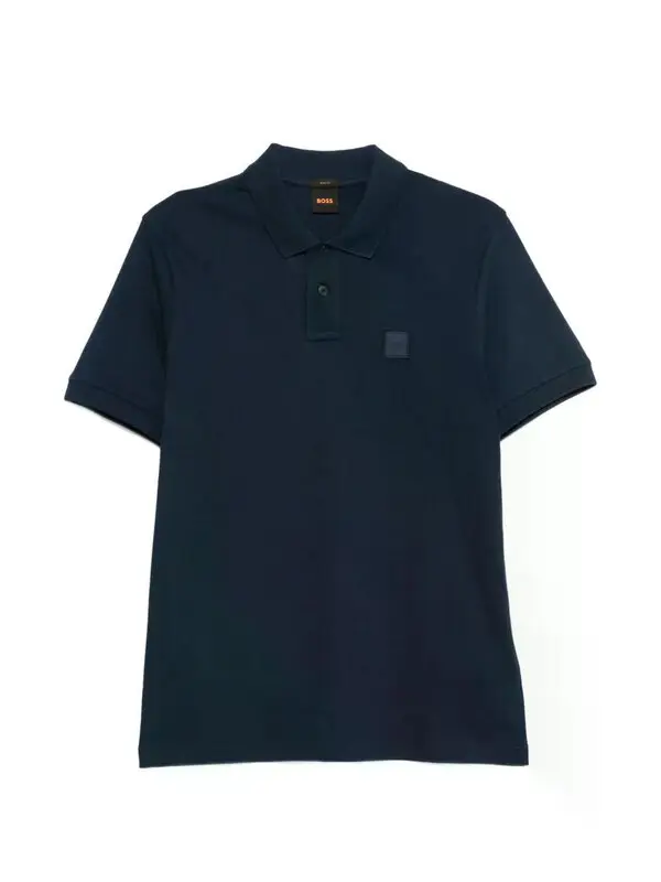 BOSS Short-sleeve Square-patch Polo Shirt - Blue