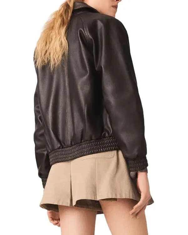 Maje Cropped Leather Jacket