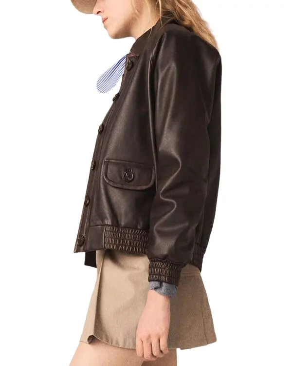 Maje Cropped Leather Jacket