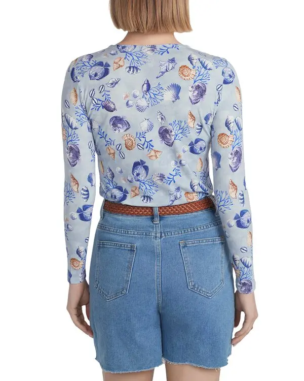 POINT Embroidered Bird Print Top - Seashells
