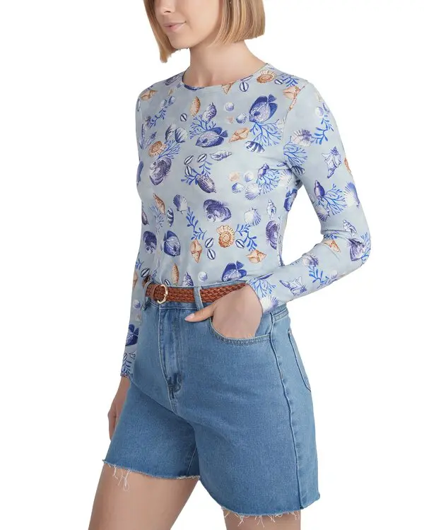 POINT Embroidered Bird Print Top - Seashells