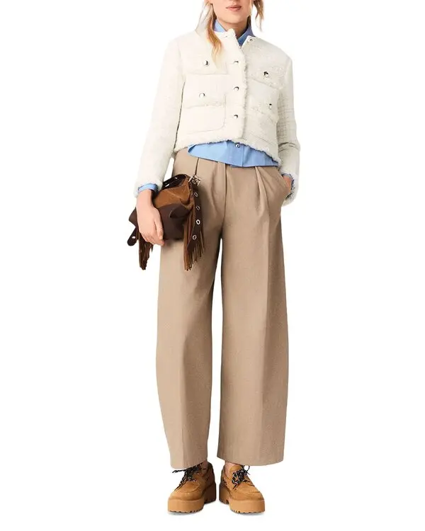 Maje Short Tweed Jacket - Ecru