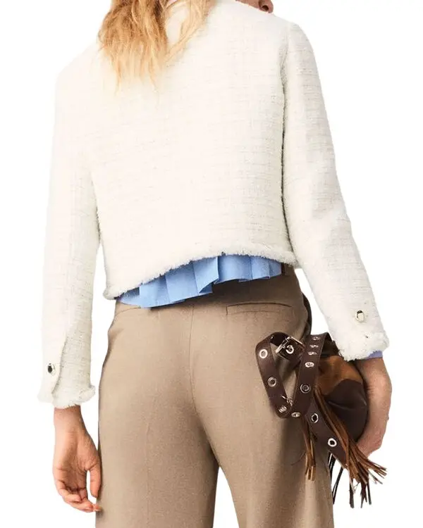 Maje Short Tweed Jacket - Ecru