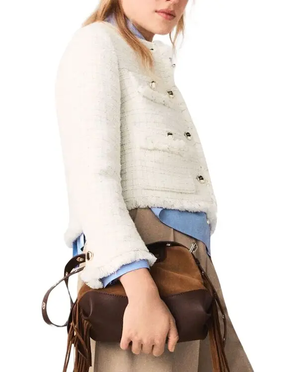 Maje Short Tweed Jacket - Ecru
