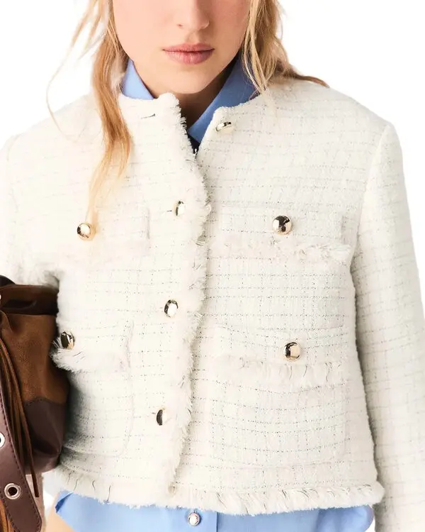 Maje Short Tweed Jacket - Ecru