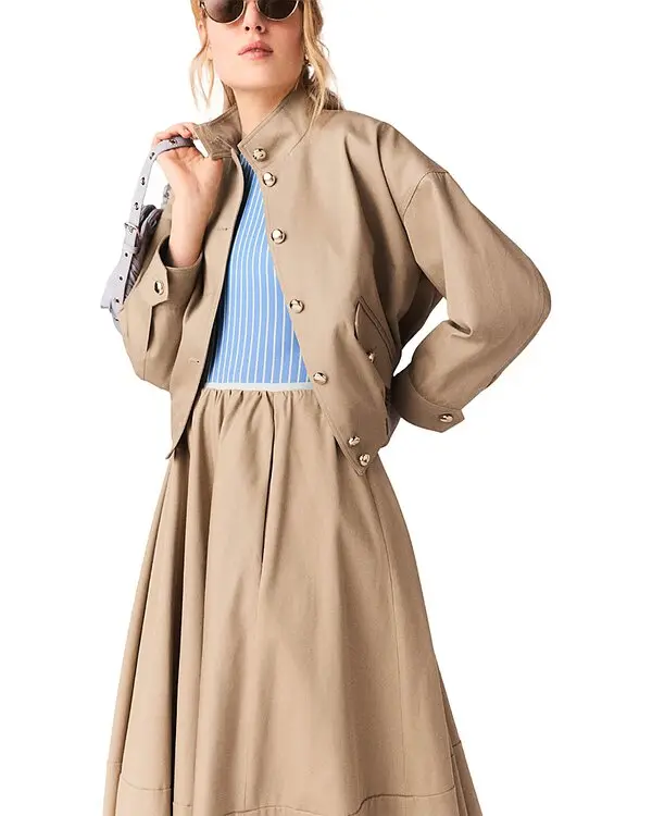 Maje Cotton Bomber Jacket - Mastic Beige