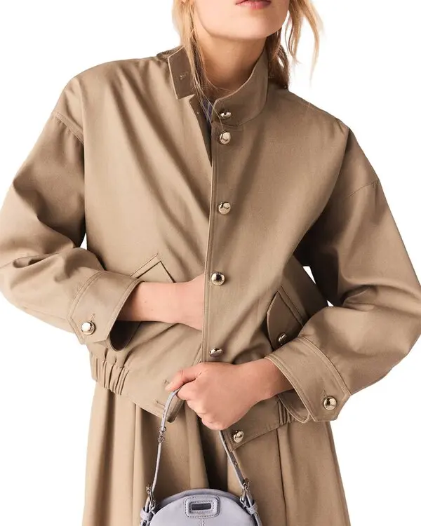 Maje Cotton Bomber Jacket - Mastic Beige