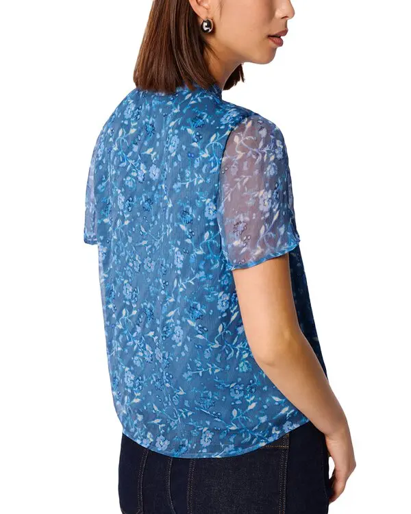 Whistles Ditsy Floral V-neck Blouse - Teal/multi