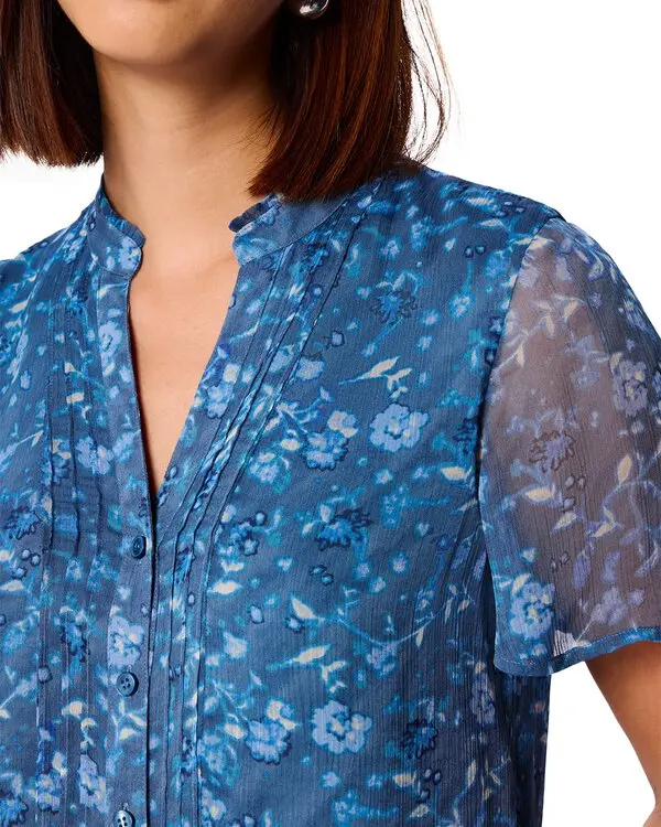 Whistles Ditsy Floral V-neck Blouse - Teal/multi