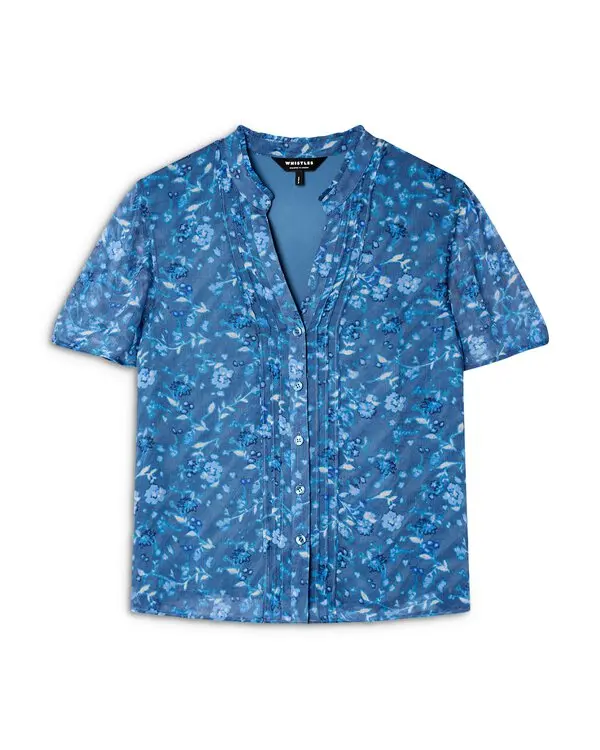 Whistles Ditsy Floral V-neck Blouse - Teal/multi