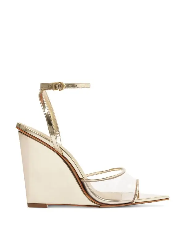 Schutz Elodie Vinyl Wedge Sandals - Platinum