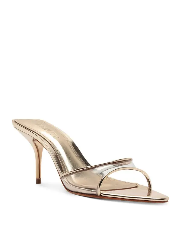 Schutz Elodie Vinyl Heeled Sandals - Platinum