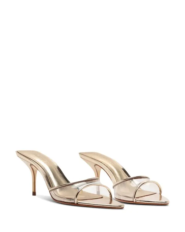 Schutz Elodie Vinyl Heeled Sandals - Platinum
