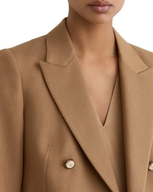 REISS Gigi Double Breasted Blazer - Camel