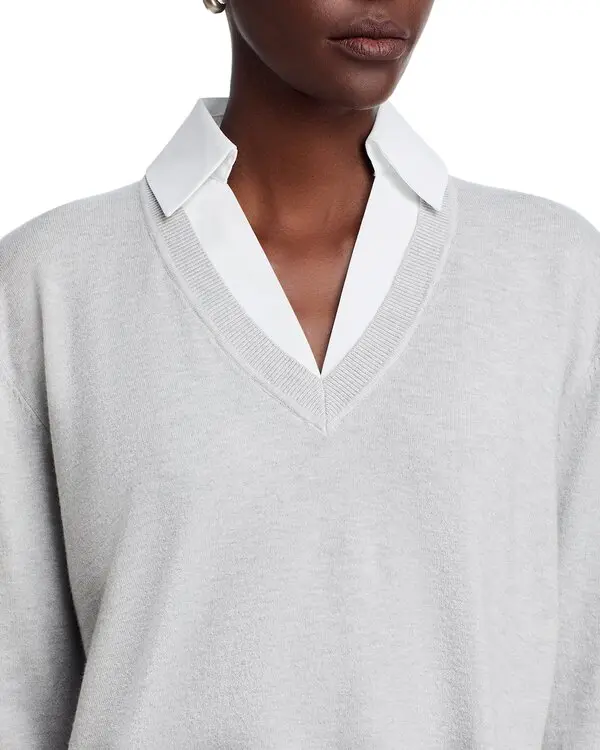 SIONI Collared Layered Sweater