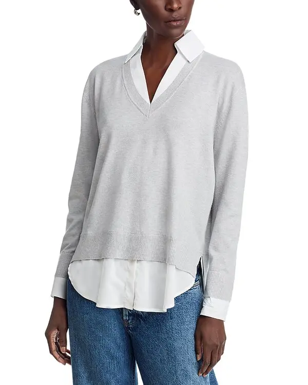 SIONI Collared Layered Sweater