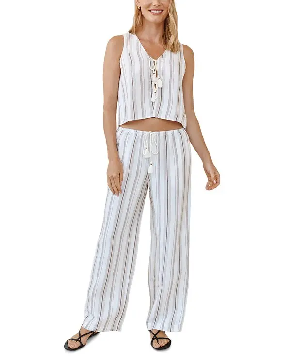 Bella Dahl Striped Tassel Drawstring Beach Pants