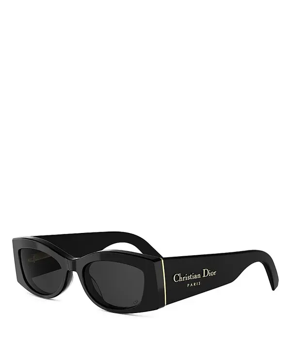 Dior Rectangle Sunglasses, 53mm - Shiny Black / Smoke