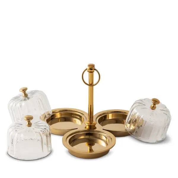 LULU POWERS Fluted Glass Dome Entertaining Trio