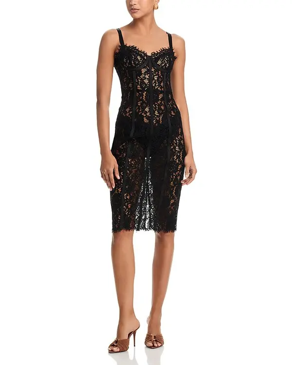 L'Agence Jennifer Lace Bustier Dress - Black