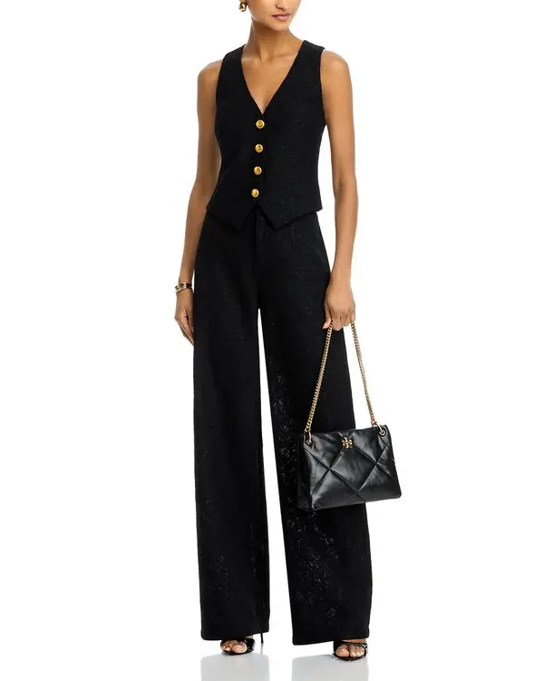 L'Agence Livvy Lace Straight Leg Pants - Black