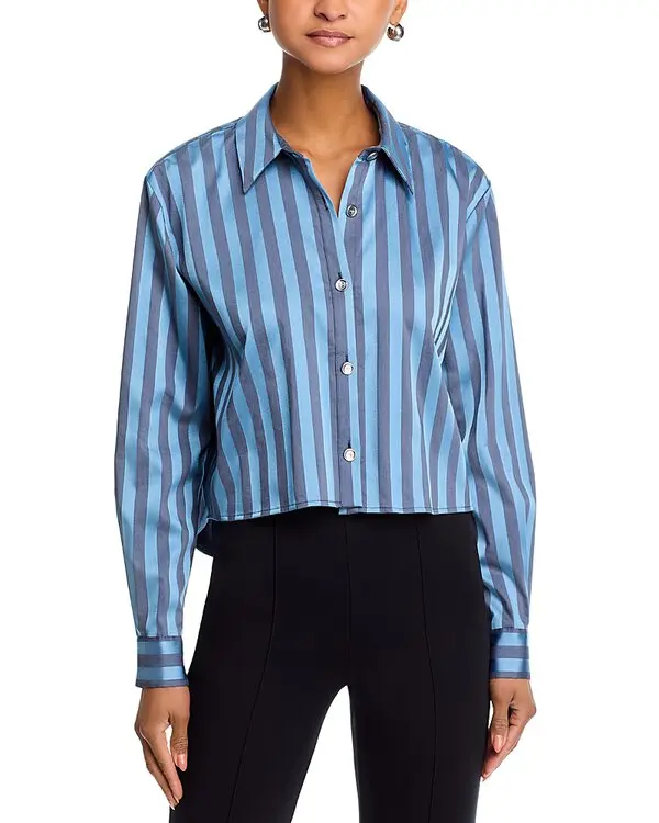 L'Agence Cosette Crop Shirt - Blue Multi