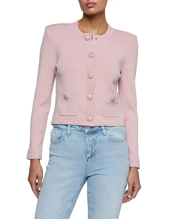 L'Agence Patsy Crop Cardigan - Misty Rose