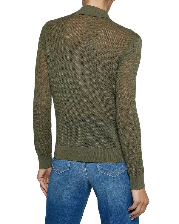 L'Agence Carine Pointelle Collared Sweater - Smokey Olive