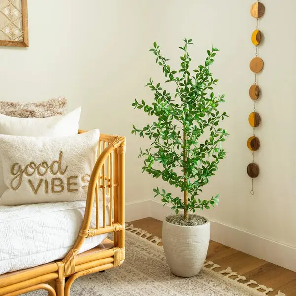 NEARLY NATURAL 4' Artificial Shady Lady Black Olive Tree