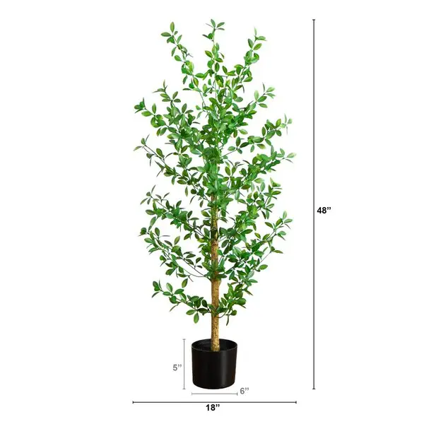 NEARLY NATURAL 4' Artificial Shady Lady Black Olive Tree