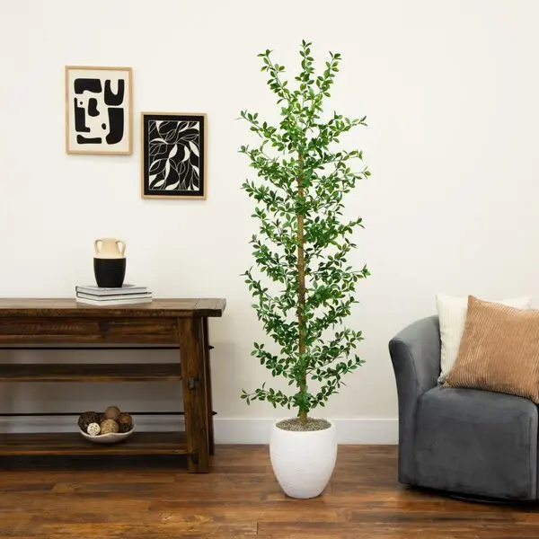 NEARLY NATURAL 7' Artificial Shady Lady Black Olive Tree