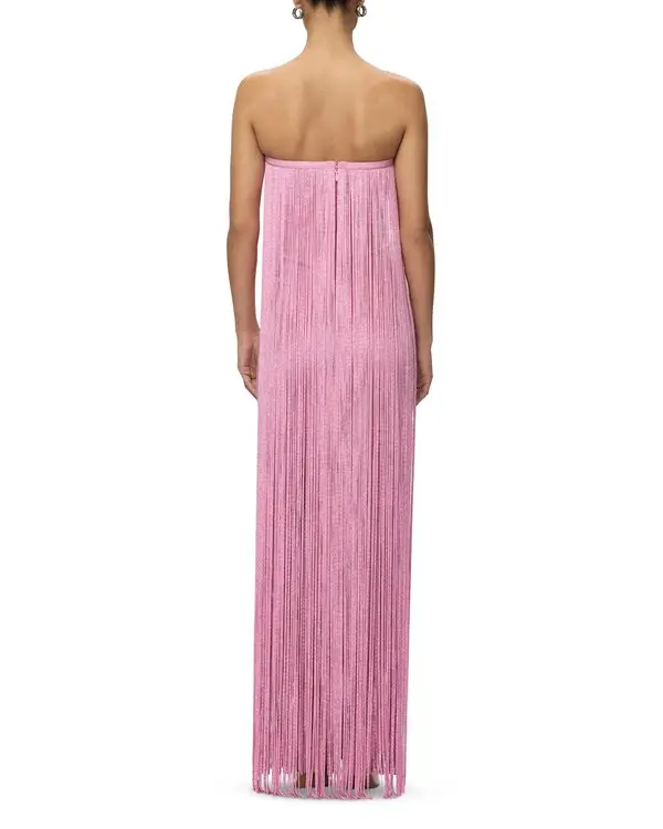 herve leger pink fringe dress THE MARGARET GOWN
