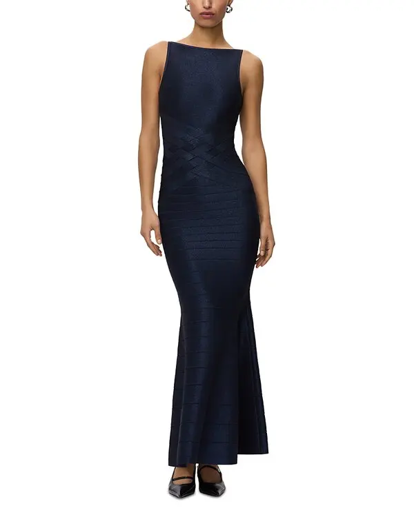 Herve Leger Dion Metallic Gown - Storm