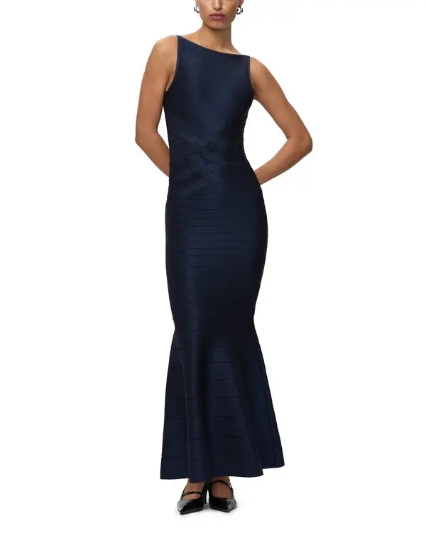 Herve Leger Dion Metallic Gown - Storm