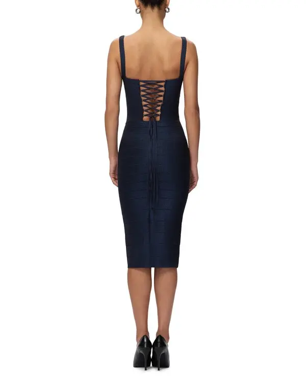 Herve Leger Neri Square Neck Dress - Storm