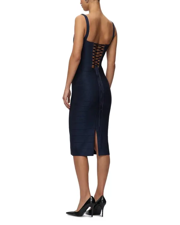 Herve Leger Neri Square Neck Dress - Storm
