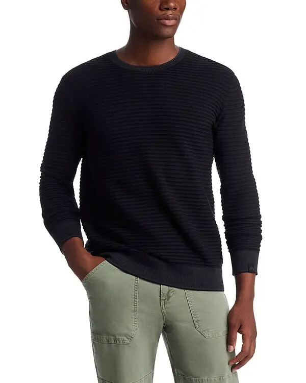 Rag & Bone Harvey Stripe Crewneck Sweatshirt - Black