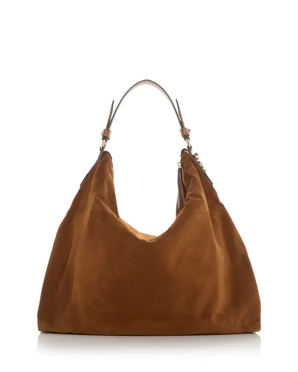 JIMMY CHOO Ana Suede Hobo Shoulder Bag