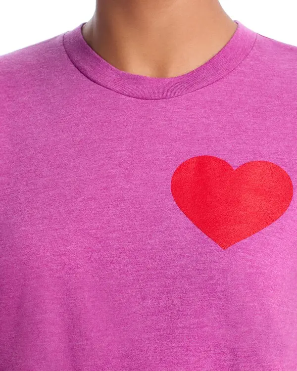 Aviator Nation Heart Graphic Boyfriend Tee - Magenta