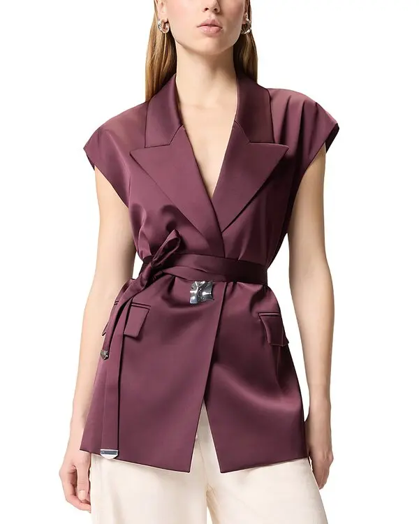 Pinko Satin Sleeveless Jacket Top - R