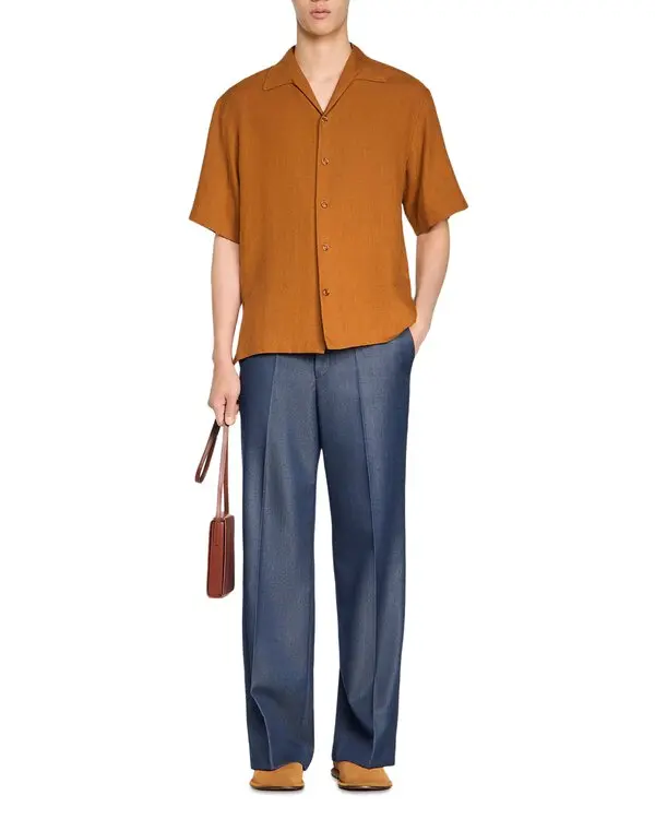 Sandro Classic Fit Shark Collar Linen Shirt