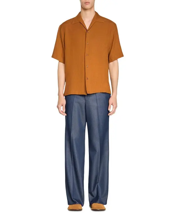 Sandro Classic Fit Shark Collar Linen Shirt