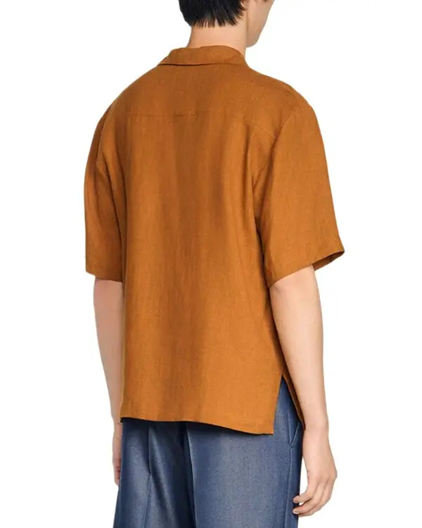 Sandro Classic Fit Shark Collar Linen Shirt