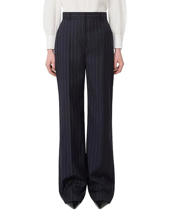 Max Mara Mstenfasi Striped Wool Trousers - Navy
