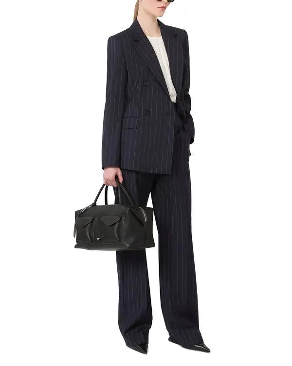 Max Mara Mstenfasi Striped Wool Trousers - Navy