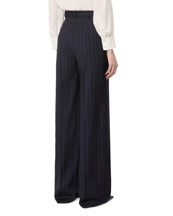 Max Mara Mstenfasi Striped Wool Trousers - Navy
