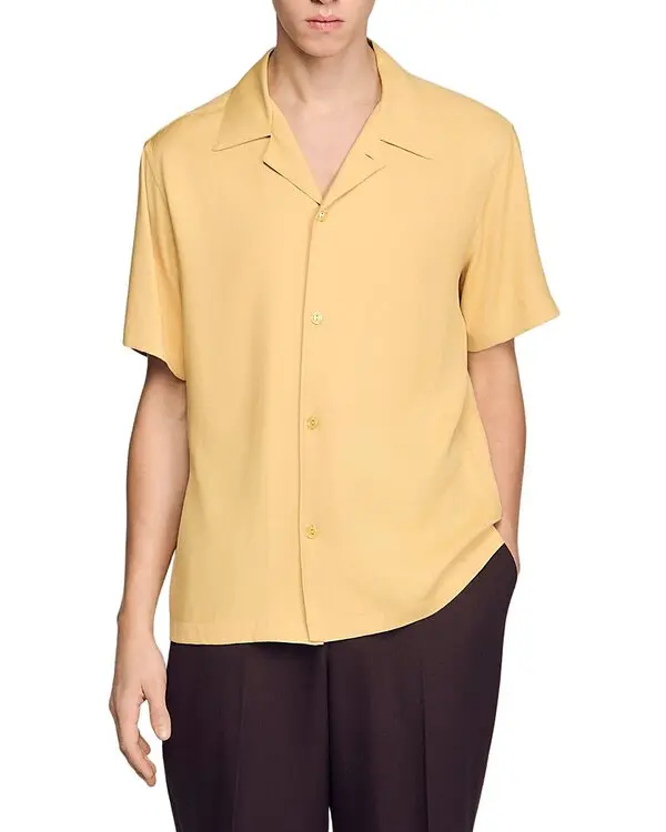 Sandro Loose Fit Shark Collar Shirt - Light Yellow