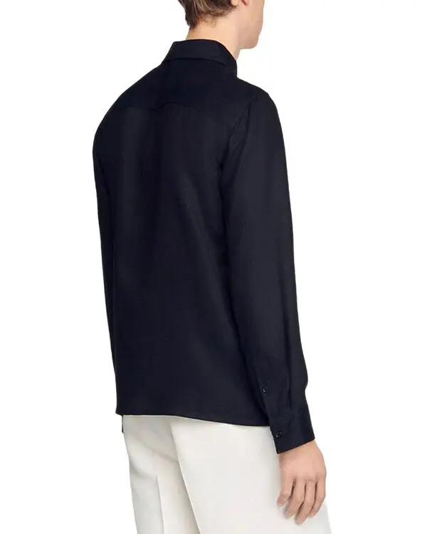 Sandro Wing Collar Zip Shirt - Black